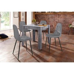 OTTO home Essgruppe Set, 5 Stk. tlg. mit Esstisch 80 cm breit grau B/H/T: 80cm