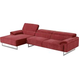 Egoitaliano Ecksofa &raquo;Malika, edel und bequem, Designsofa mit hochwertigen Bez&uuml;gen, L-Form&laquo; mit Recamiere, inkl. Kopfteilverstellung und chromfarbenen Metallf&uuml;&szlig;en 