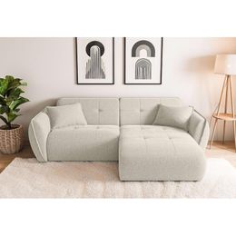 Home Affaire Ecksofa &raquo;MIRELDA L-Form mit Steppungen, Recamiere rechts/links, Breite 253 cm&laquo; Sitztiefe 62 cm, elegant und bequem, 2 Zierkissen, 