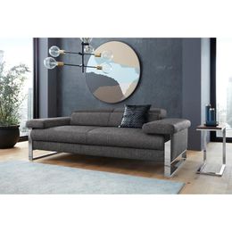 W.Schillig 2-Sitzer &raquo;finn&laquo; German Design Award 2016, Fu&szlig;gestell Chrom gl&auml;nzend, Breite 210 cm grau Flachgewebe S22 (100% Polyester);Stoff S37 (100% 