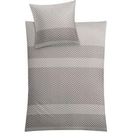 Kleine Wolke Bettw&auml;sche &raquo;Cosy&laquo; 2 Stk. mit Fischgr&auml;tmuster grau Mako-Satin, Obermaterial: 100% Baumwolle B/L: 135cm x 200cm, 1 Stk., 1 Stk., Mako-Satin, B/L: 80cm x