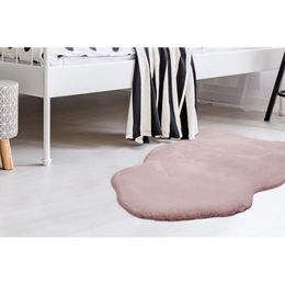 Calo-deluxe Fellteppich &raquo;Vogesen 200&laquo; fellf&ouml;rmig 35 mm H&ouml;he handgetuftet, Kunstfell, Wohnzimmer rosa Kunstfaser B : 60cm 1 Stk., 35mm, L: 90cm