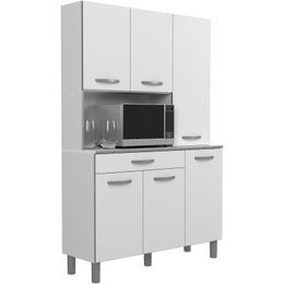 Parisot Buffet &raquo;Season 22, Made in Europe, viel Stauraum&laquo; B/H/T ca. 120x185x40, 1 Stk. tlg. 6 T&uuml;ren, Regale, Arbeitsfl&auml;che, Schublade, ohne Elektroger&auml;te wei&szlig;