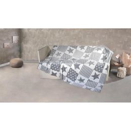 Kinzler Wohndecke &raquo;Mikrofaser XXL "Sterne-Karo"&laquo; Kuscheldecke, Patchwork Design, Sterne, 220x240 cm grau Polyester B/L: 220cm x 240cm