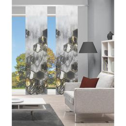 Vision S Schiebegardine &raquo;LAYON 2er SET&laquo; Paneelwagen 2 Stk. tlg. Schiebevorhang Digidruck 2er Set LAYON grau Polyester 260cm, Paneelwagen, 60cm