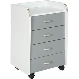 Inter Link Rollcontainer &raquo;Pronti 4 Schubladen, B&uuml;ro & Homeoffice Stauraum, B&uuml;rocontainer modern&laquo; auf Rollen, mobil & praktisch, BxTxH: 40 x 36 x 65 cm grau 