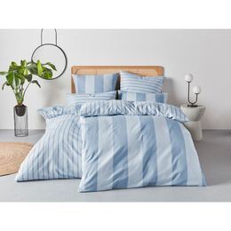 OTTO home Bettw&auml;sche &raquo;Sari in verschiedenen Qualit&auml;ten&laquo; 3 Stk. ab Gr. 135x200 cm, Wendedesign, moderne Bettw&auml;sche mit Streifen blau Linon, 