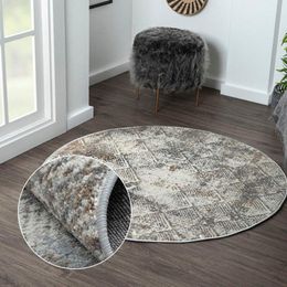 MyFlair Teppich &raquo;My Heart&laquo; rund 8 mm H&ouml;he Kurzflor, Scandi-Design, besonders weich durch Microfaser beige Polyester B : 120cm &Oslash; 120cm 1 Stk., 8mm, L: 120cm &Oslash; 