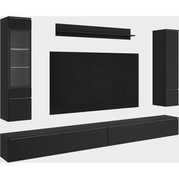Home Affaire Wohnwand &raquo;Vera, Breite 300 cm&laquo; Komplett-Set, 5 Stk. tlg. schwarz B/H/T: 300cmcm x 182cmcm x 33cmcm, LED-Beleuchtung