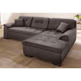 Home Affaire Ecksofa &raquo;BERGEN 267x178 cm, elegantes Design&laquo; whlw. mit Bettfunktion L-Form grau MELROSE /Struktur (100% Polyester);MELROSE (100% 