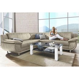 Trendmanufaktur Ecksofa &raquo;Rondo wahlweise mit Schlaffunktion, bequeme Armlehnen&laquo; L-Form, wahlw.mit Federkern, F&uuml;&szlig;e chromfarben, Unser Dauertiefpreis 