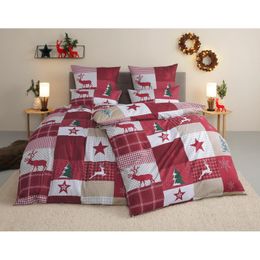 OTTO home Bettw&auml;sche &raquo;Nicholas&laquo; 2 Weihnachtsbettw&auml;sche, Winter, in 3 Qualit&auml;ten verf&uuml;gbar rot Microfaser, Obermaterial: 100% Polyester B/L: 155cm x 