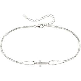 Aniston JEWELRY & WATCHES Fu&szlig;kette &raquo;Schmuck Geschenk Silber 925 Fusskettchen mit Kreuz&laquo; mit Perlmutt (synth.) beige Silber 925 (Sterlingsilber) 