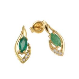 Firetti Damen Paar Ohrstecker &raquo;Schmuck Geschenk Gold 375 Ohrschmuck Farbstein Edelstein Smaragd&laquo; mit Smaragd, Wei&szlig;topas gr&uuml;n Gelbgold 375