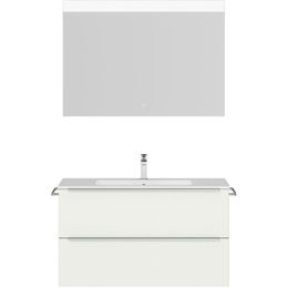 Nobilia Badm&ouml;bel-Set &raquo;Levere&laquo; vormontiert, mit Soft-Close, 2 Stk. tlg. wei&szlig; B/H/T: 101cmcm x 169cmcm x 48,7cmcm, Griffe chrom