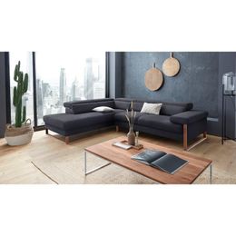 W.Schillig Ecksofa &raquo;finn, Designsofa mit tollem Sitzkomfort, bequem, L-Form&laquo; German Design Award 2016, Fu&szlig;gestell Nussbaum natur, Breite 281 cm grau 