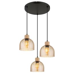 Globo LIGHTING H&auml;ngeleuchte &raquo;SWANSON&laquo; E27 1 Stk. H&auml;ngeleuchte mit Glas amber, warmes Licht, stilvoll elegant gold 3, &Oslash; 20cm H: 130cm, 1 Stk.