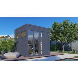 BERTILO Gartenhaus &raquo;Cubus 2 Office, in verschiedenen Farben&laquo; grau Massivholz Fu&szlig;boden im Gartenhaus, ohne Dacheindeckung