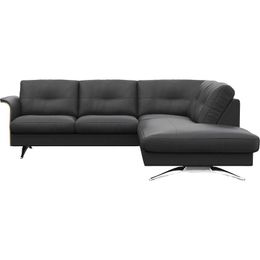 FLEXLUX Ecksofa &raquo;Glow, super bequem durch hochwertigem Sitzaufbau mit Federkern, L-Form&laquo; Modernes skandinavisches Design schwarz 100% Echteder B/H/T: 