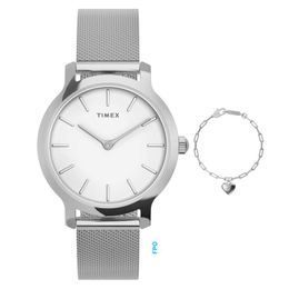 Timex Damen Quarzuhr &raquo;TRANSCEND&laquo; Armbanduhr, Damenuhr, Edelstahlarmband, Geschenkidee, analog silber Einheitsgr&ouml;&szlig;e