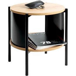 HAKU Beistelltisch &raquo;Nachtkonsole, Sofatisch, Wohnzimmertisch&laquo; 1 Stk. tlg. rund - aus MDF Braun - &Oslash;/H 44/44 cm schwarz B/H/T: 44cm x 44cm x 44cm, 