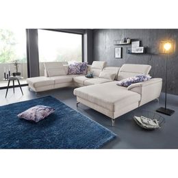 Sit & More sit&more Wohnlandschaft &raquo;Percy U-Form&laquo; 12 cm Fu&szlig;h&ouml;he, Sitztiefenverstellung, wahlweise in 2 Fu&szlig;farben beige B/H/T: 343cm x 235cm, Feinstruktur, 