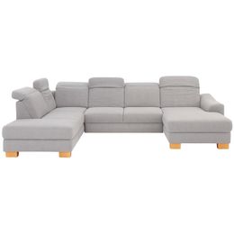 Home Affaire Wohnlandschaft &raquo;Dundee U-Form&laquo; wahlweise mit Kopfteilverstellung und zus&auml;tzlich mit Schlaffunktion grau Struktur fein (100% Polyester);