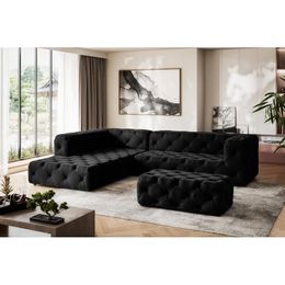 Home Affaire Ecksofa &raquo;FOLLINA&laquo; L-Form, mit klassischer Chesterfield-Knopfheftung schwarz 100% Polyester B/H/T: 325cm x 71cm x 228cm, Samtoptik, 