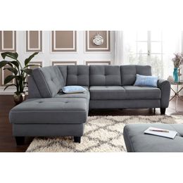 Sit & More sit&more Ecksofa &raquo;Varese L-Form&laquo; mit Federkern, wahlweise mit Schlaffunktion und Stauraum grau Luxus-Microfaser (100% Polyester)IStruktur fein (100% 