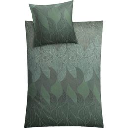 Kleine Wolke Bettw&auml;sche &raquo;Jamiro&laquo; 2 Stk. mit Bl&auml;ttern gr&uuml;n Mako-Satin, Obermaterial: 100% Baumwolle B/L: 155cm x 220cm, 1 Stk., 1 Stk., Mako-Satin, B/L: 80cm x 80cm
