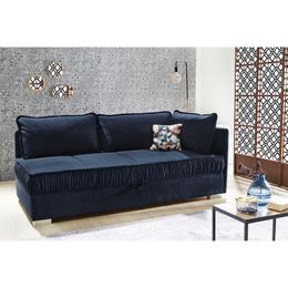 Jockenh&ouml;fer Relaxliege &raquo;Dana, B: 207 cm, Liegefl. 91x202 cm&laquo; mit Schlaffunktion, Bettkasten & Zierkissen blau Samt (100% Baumwolle) B/H/T: 207cm x 98cm, Samt, 