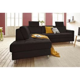 Sit & More sit&more Ecksofa &raquo;Pablo L-Form&laquo; wahlweise mit Schlaffunktion und Bettkasten schwarz Luxus-Microfaser ALTARA NUBUCK (100% Polyester) / Struktur fein (