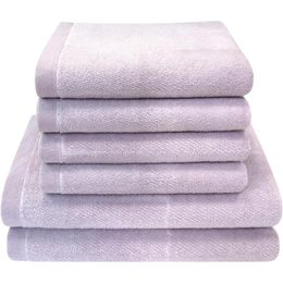 Dyckhoff Handtuch Set &raquo;Landscape&laquo; Set 6 Stk. Walkfrottier 4 Handt&uuml;cher (50x100cm), 2 Duscht&uuml;cher (70x140cm) lila Walkfrottier, Obermaterial: 100% Baumwolle 6 