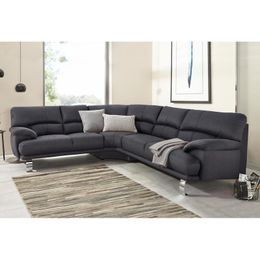 Trendmanufaktur Ecksofa &raquo;Cecilia II, in italienischen Design, bequem, hoher Sitzkomfort, L-Form&laquo; extrabreite Armlehnen f&uuml;r noch mehr Sitzkomfort grau 