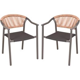 Garden Pleasure Stapelstuhl &raquo;NOVARA&laquo; (Set) 2 Stk.leicht verstaubar braun Aluminium, Kunststoff, PVC B/H/T: 57cm x 75cm x 60,5cm, 2 Stk.