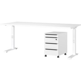 Germania B&uuml;rom&ouml;bel-Set &raquo;Mailand&laquo; 2 Stk. tlg. inkl. Schreibtisch und Rollcontainer wei&szlig; Holzwerkstoff, Metall B/H/T: 180cm, Schreibtisch Breite 237 