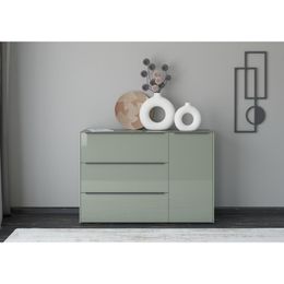 set one by Musterring Sideboard &raquo;Reno&laquo; 1 Stk. tlg. Mit Gleitern und in verschiedenen Farben erh&auml;ltlich gr&uuml;n Glas, Holzwerkstoff B/H/T: 137cm x 94cm x 