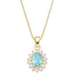 Firetti Damen Kette mit Anh&auml;nger &raquo;Schmuck Geschenk Silber 925 Halsschmuck Halskette Venezianer Bl&uuml;te&laquo; mit Kristallstein, Zirkonia (synth.) blau Silber