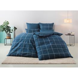 OTTO home Bettw&auml;sche &raquo;Nature&laquo; 2 Stk. Bettw&auml;sche in unregelm&auml;&szlig;igem Karo-Muster blau Renforc&eacute;, Obermaterial: 100% Baumwolle B/L: 155cm x 220cm, 1 Stk., 