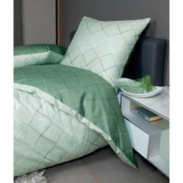 Janine Bettw&auml;sche &raquo;J. D.&laquo; 2 Stk. Bettw&auml;sche aus Baumwolle, mit Rauten-Design gr&uuml;n Mako-Satin, Obermaterial: 100% Baumwolle B/L: 155cm x 220cm, 1 Stk., 1 Stk.