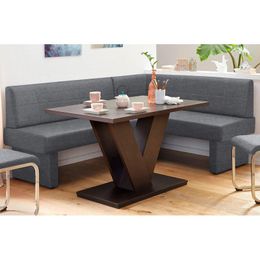 Home Affaire Eckbank &raquo;Nils&laquo; Sitz und R&uuml;cken gepolstert, verschiedene Qualit&auml;ten grau Holzwerkstoff, Massivholz, Polyester B/H/T: 202cm x 89cm x 152cm,