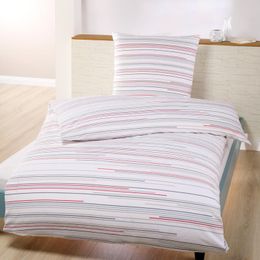 Dyckhoff Bettw&auml;sche &raquo;Nadelstreifen&laquo; 2 Stk. aus Weichfrottier rot Frottee, Obermaterial: 75% Baumwolle, 25% Polyester B/L: 135cm x 200cm, 1 Stk., 1 Stk., 