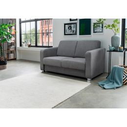 Home Affaire Ecksofa &raquo;Lazio modern und bequem, schmale Armlehnen, tolle Detailverarbeitung&laquo; mit 2 Einzelausz&uuml;gen als L&auml;ngsschl&auml;fer grau 100% Polyester