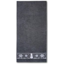 Dyckhoff Handtuch &raquo;Schneemann&laquo; Made in Germany grau Frottier, Frottier B/L: 50cmx100cm, 1 Stk., Schneeflocken Schneemann, Frottier