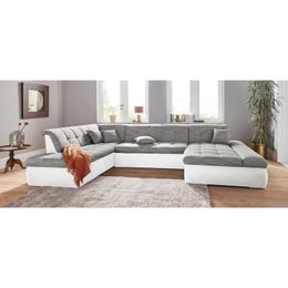 DOMO collection Wohnlandschaft &raquo;PB MORIC wahlweise mit Bettfunktion und Armteilverstellung U-Form&laquo; XXL-Format B/T/H: 353/216/80 cm, feine Steppung, 