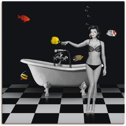 Artland Wandbild &raquo;Ein Badezimmer f&uuml;r Fische&laquo; Frau 1 Stk. tlg. als Alubild, Leinwandbild in verschied. Gr&ouml;&szlig;en schwarz B/H/T: 50cm x 50cm, Leinwandbild Frau, 1 