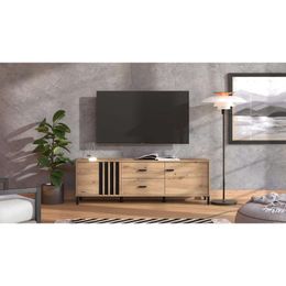 Home Affaire Lowboard &raquo;LAVAL, TV-Board, TV-Kommode, TV-Schrank, TV-Unterschrank, TV-M&ouml;bel&laquo; Modernes Lowboard in Artisan-Dekor mit viel Stauraum, 