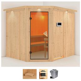 Karibu Sauna &raquo;Marit&laquo; Set, Ofen 9 kW Bio externe Strg easy beige Bio-Kombiofen, externe Steuerung, 9 kW