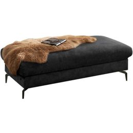 W.Schillig Polsterhocker F&uuml;&szlig;e in Schwarz pulverbeschrichtet grau Stoff S37 (100% Polyester): Luxus-Microfaser in Lederoptik B/H/T: 141cm x 42cm x 70cm