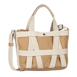Tom Tailor Denim Damen Tom Tailor Denim Shopper &raquo;Jada&laquo; Damen Umh&auml;ngetasche, Handtasche mit sch&uuml;ckendem Gewebebandgitter beige B/H/T: 26,5cm x 18cm x 